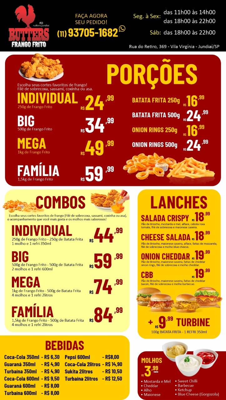 Menu em Rutters Frango Frito restaurante, Jundiaí