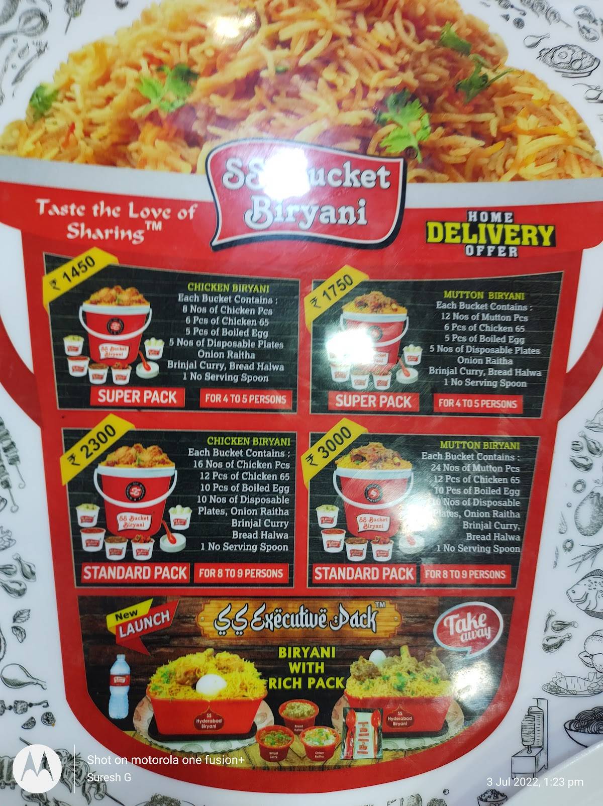 Menu at SS Hyderabad Biryani Parrys, Chennai