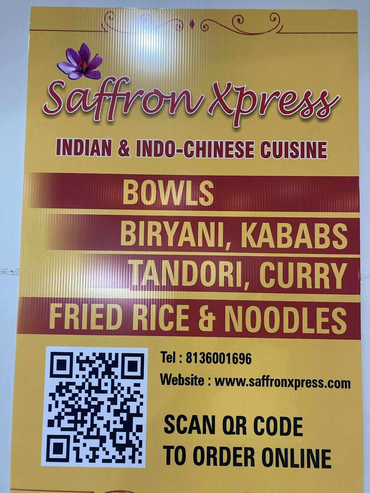 Menu at SAFFRON XPRESS INDIAN & INDO CHINESE CUISINE restaurant, Riverview