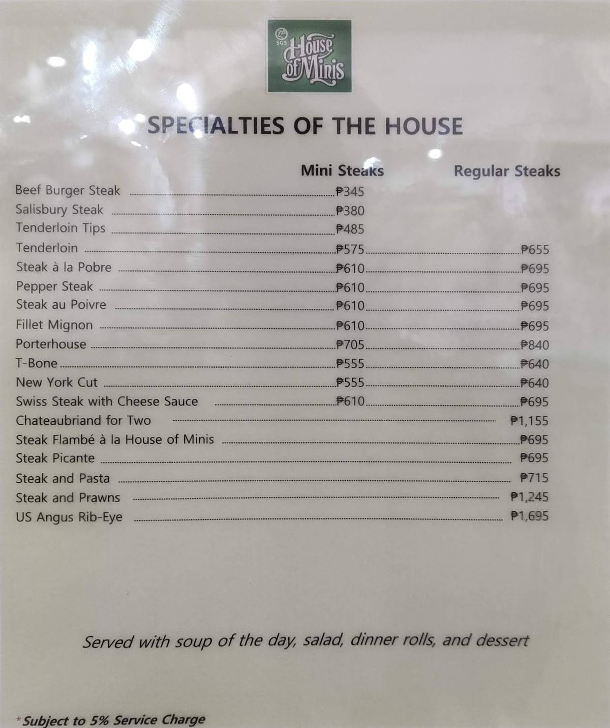 Menu at SGS House of Minis restaurant, San Juan, J322+W8H