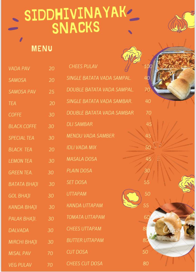 Menu at SIDDHIVINAYAK SNACKS CENTER, Pune, 12