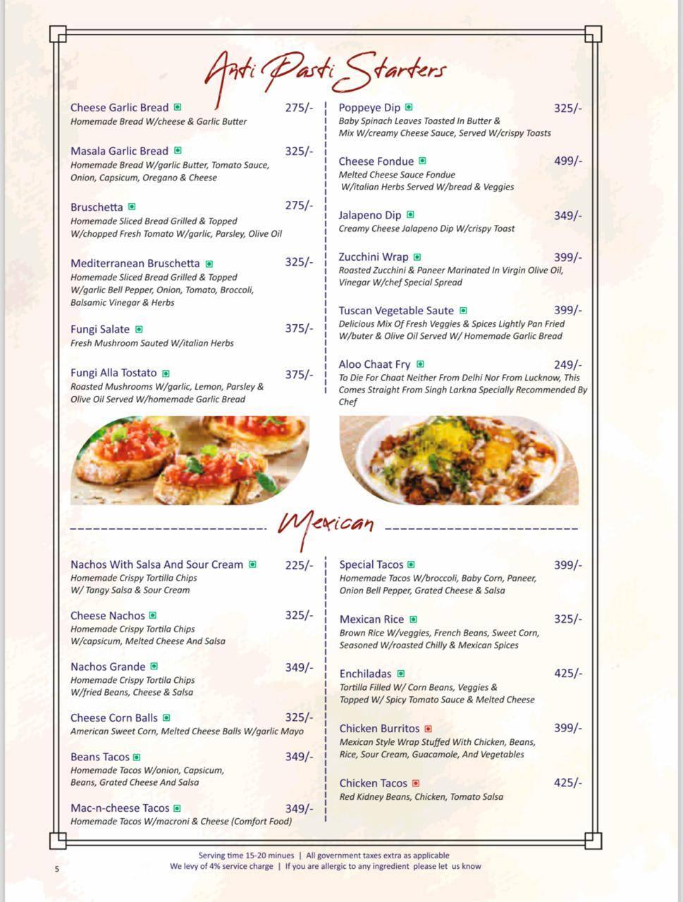 Menu at SKYZA Rooftop Lounge, Jaipur