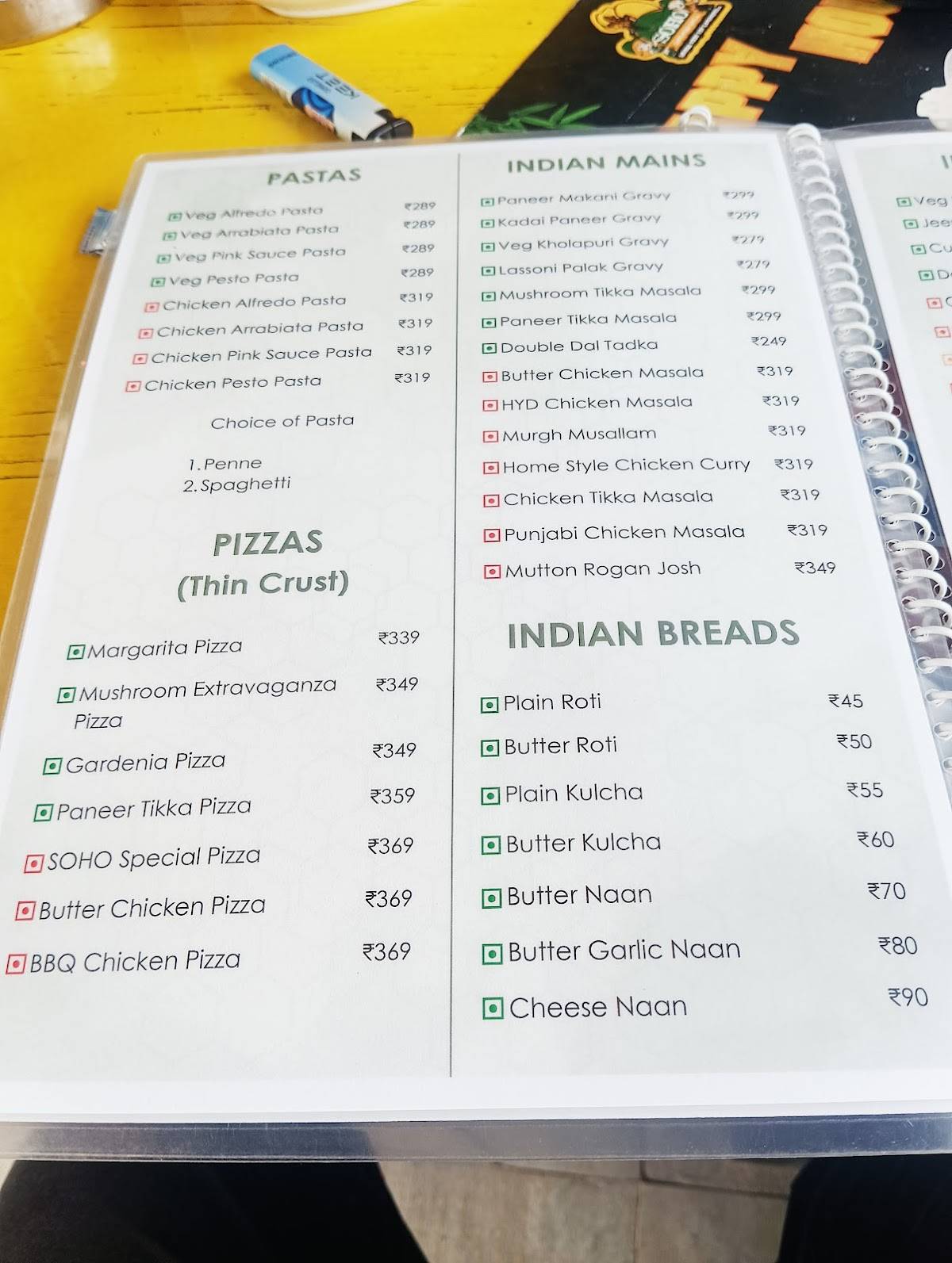 Menu at SOHO Cafe, Pub & Grill, Bengaluru