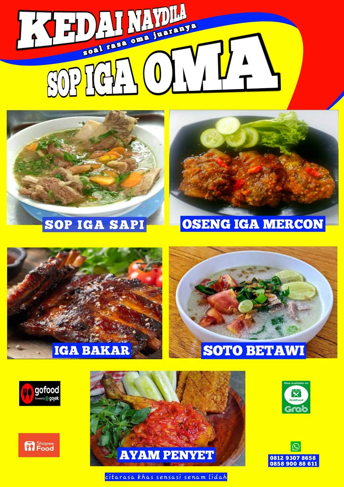 Menu at SOP IGA OMA restaurant, Bekasi Regency