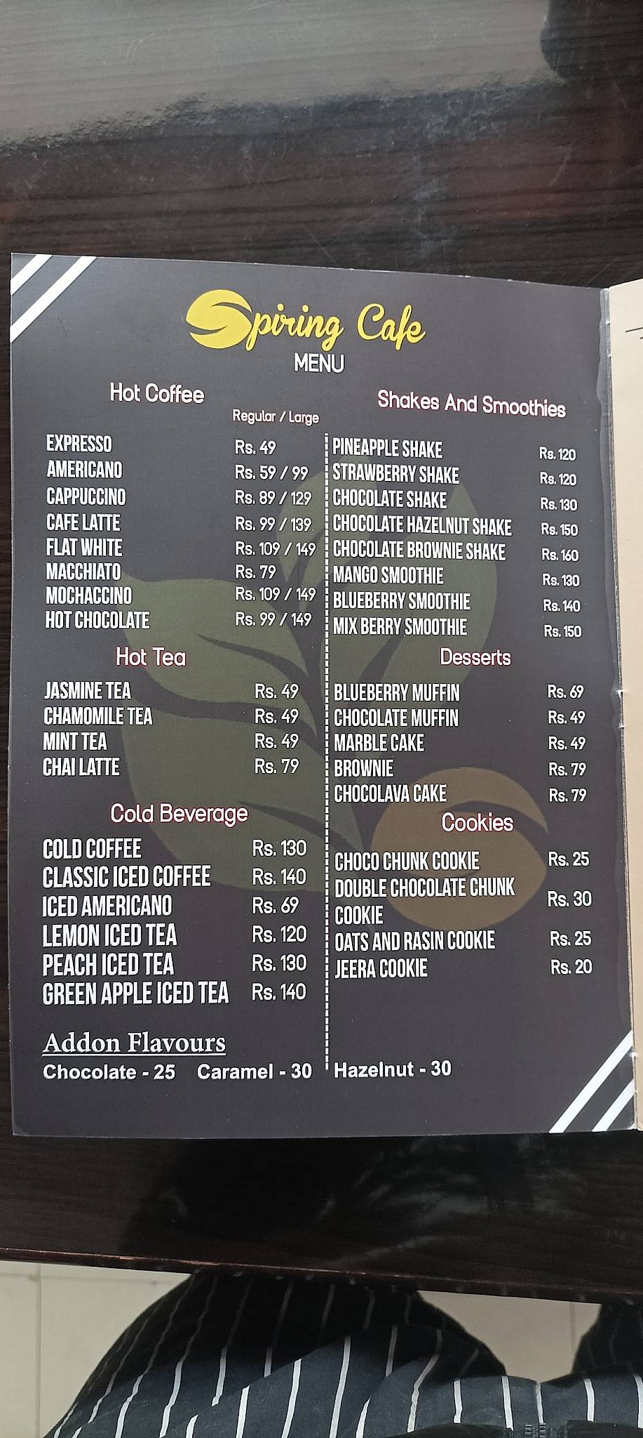 Menu at SPIRING CAFE, Jammu, Akhnoor Road
