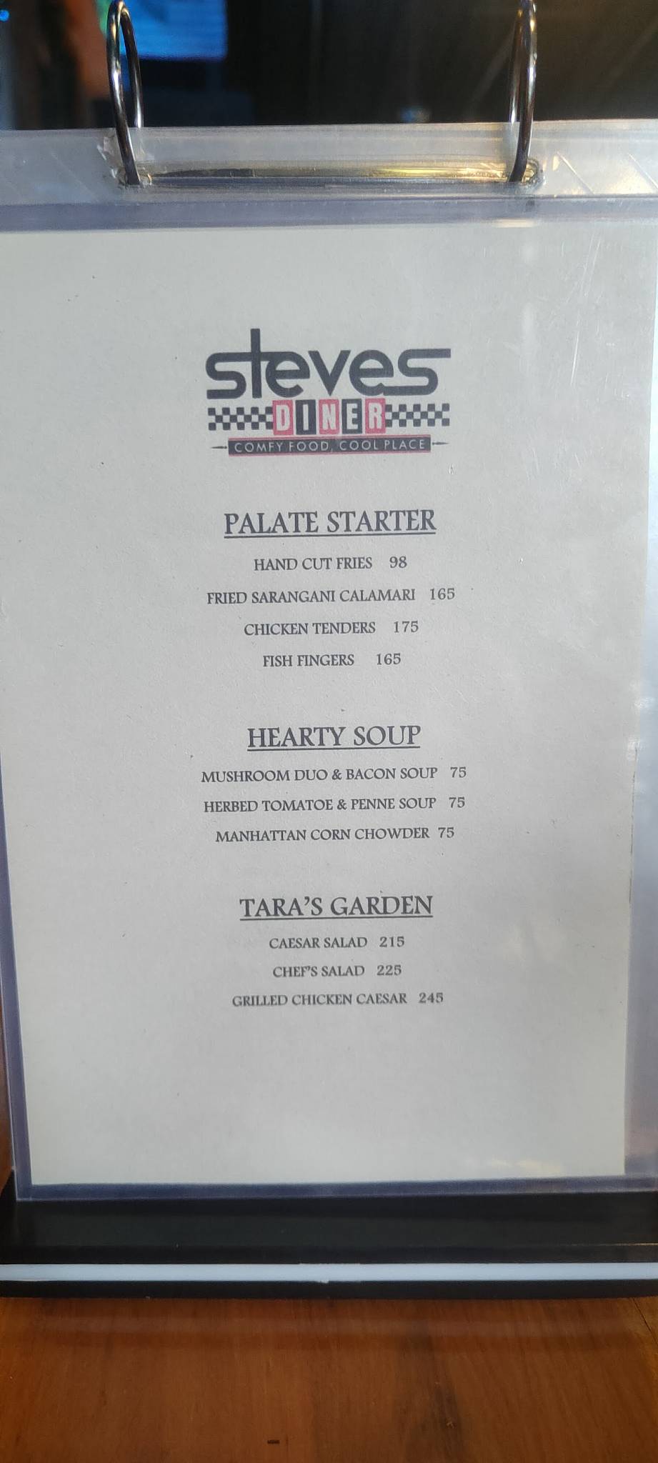 Menu at STEVES DINER restaurant, Valencia City
