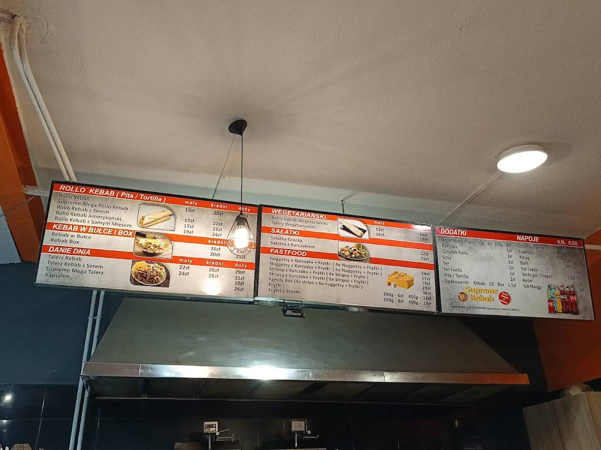 Menu at SUPREME KEBAB restaurant, Skarżysko-Kamienna