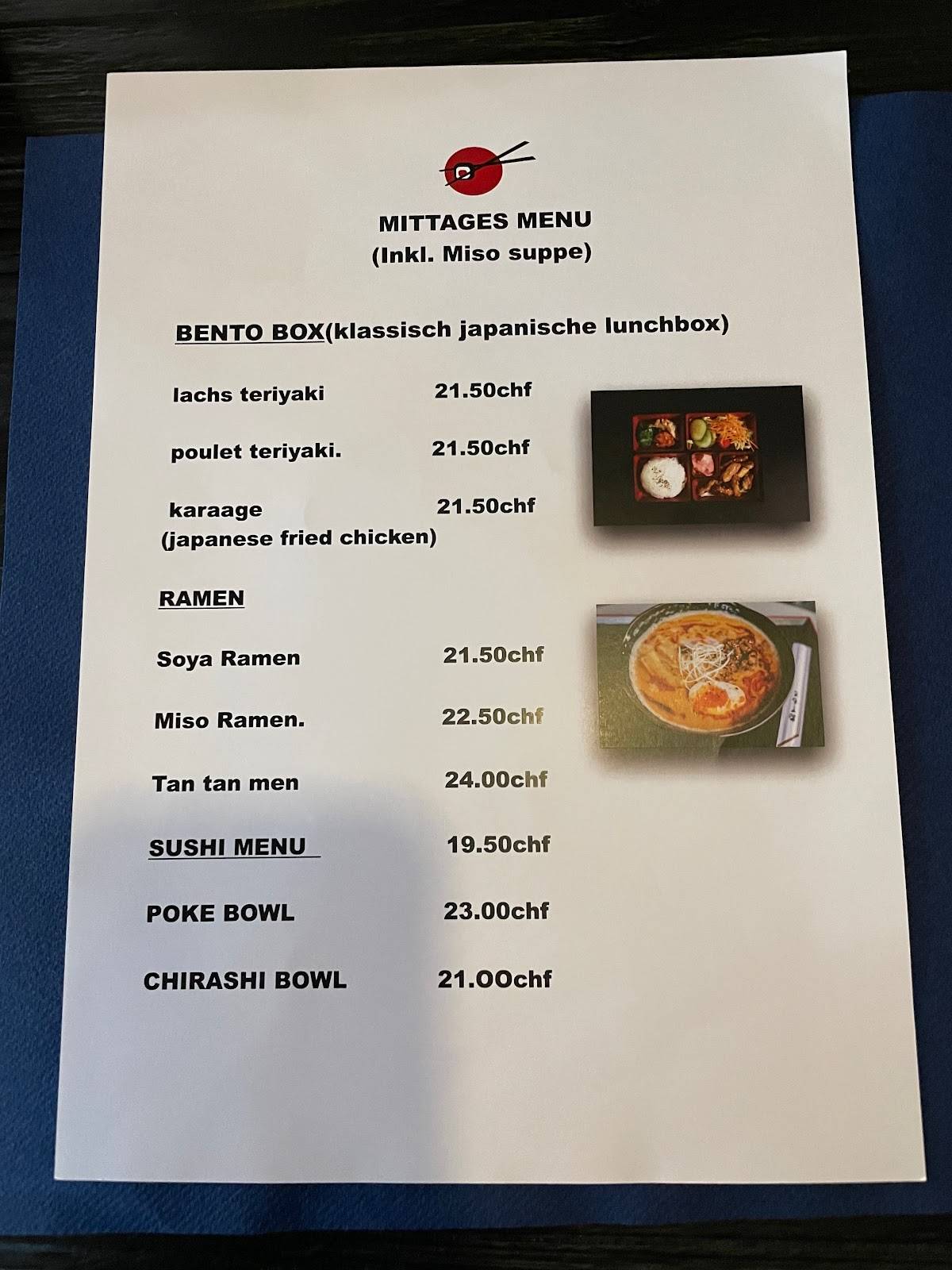 Speisekarte von SUSHI TENZAN RESTAURANT, Basel