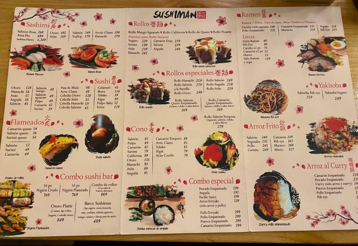 Carta del restaurante SUSHIMAN, Tijuana