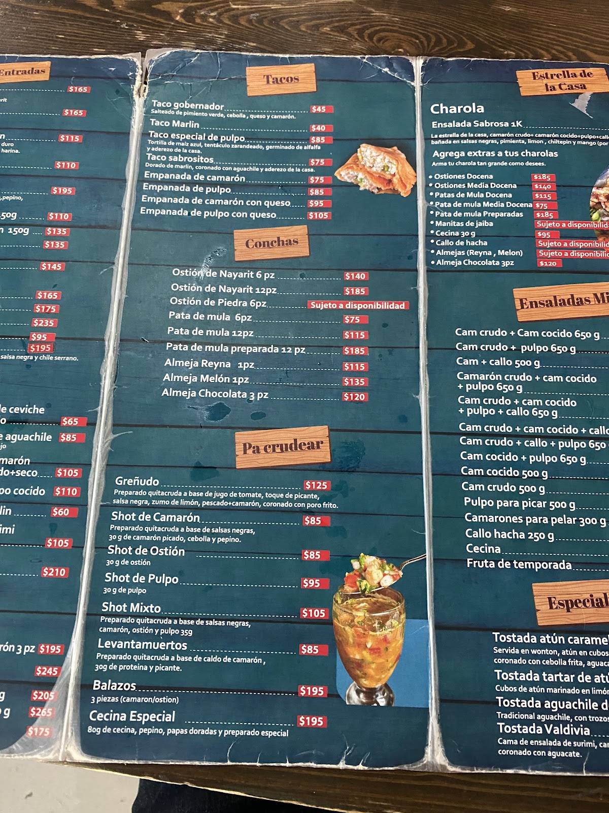 Carta del restaurante Sabrositos del Mar, Zapopan