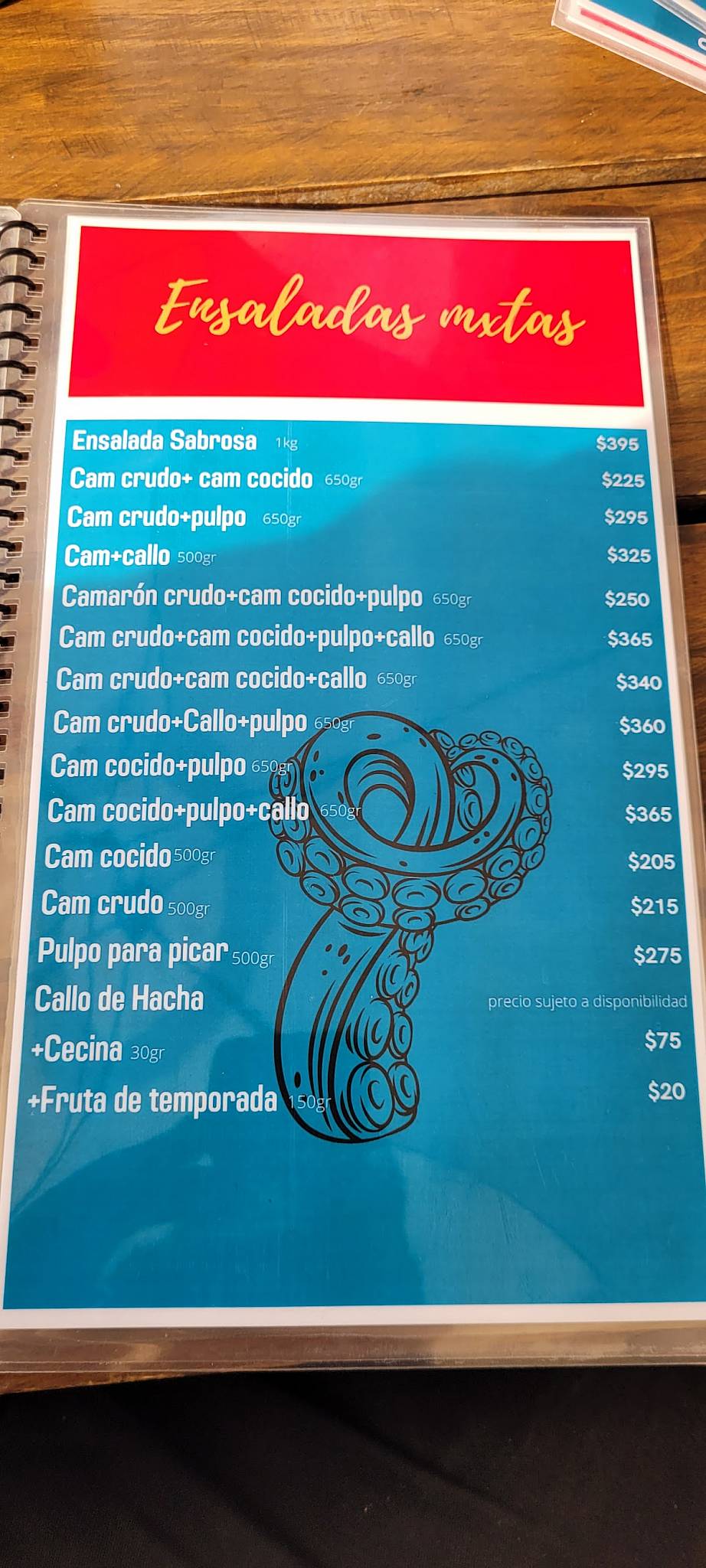 Carta del restaurante Sabrositos del Mar, Zapopan