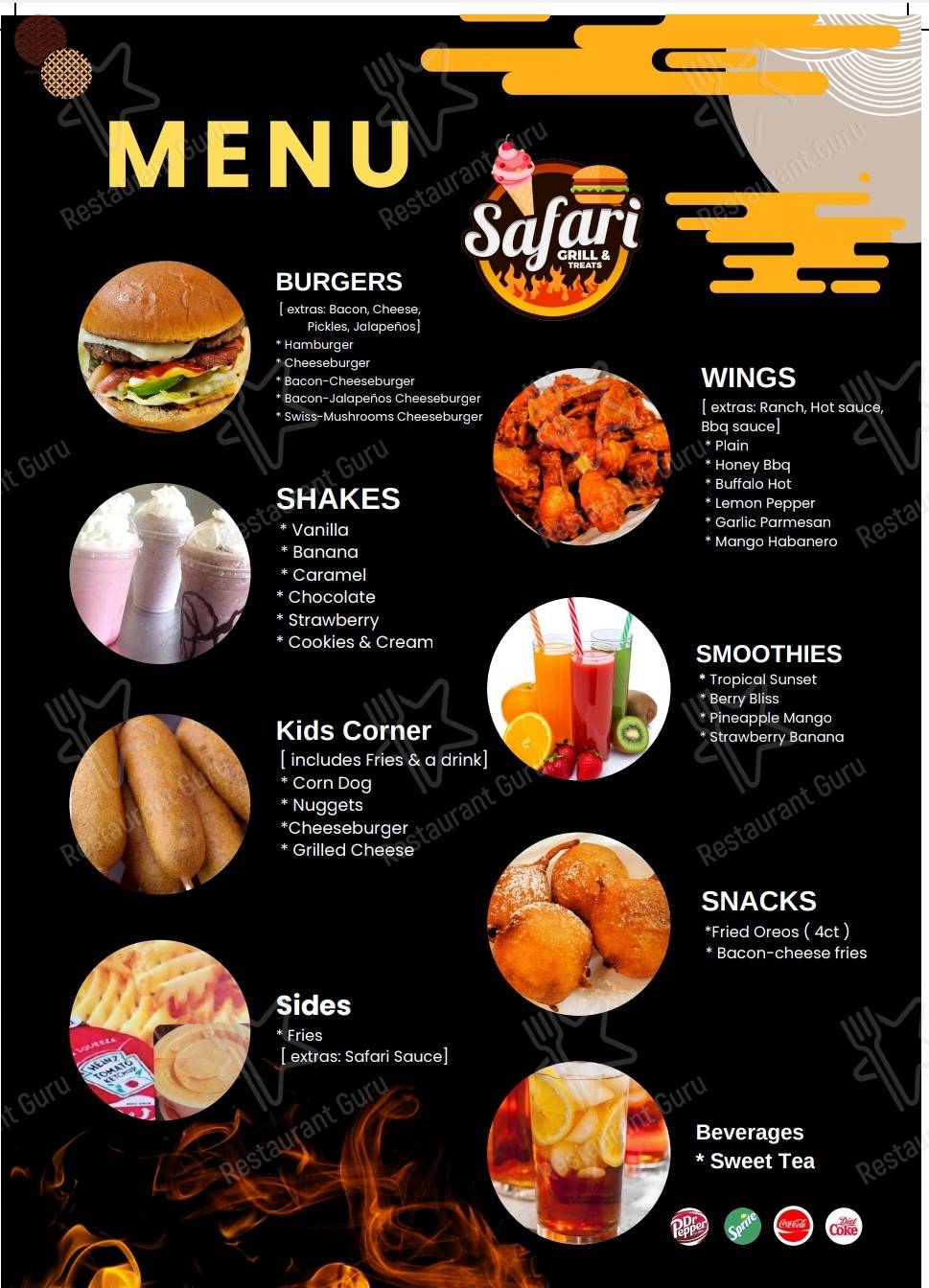 Menu at Safari Grill & Treats restaurant, McCamey