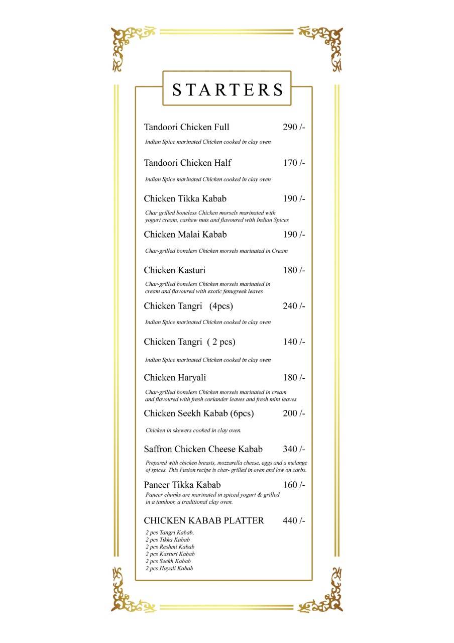 Menu at SAFFRON Dine Lounge Cafe, Kolkata
