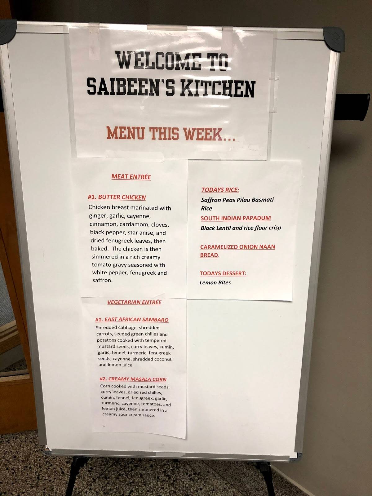 Menu at Saibeen's Kitchen restaurant, Great Falls, 2nd Ave N suite 220