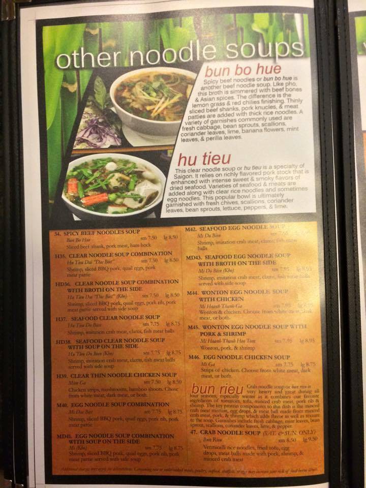 Menu at Saigon Noodles restaurant, Baton Rouge, N Sherwood Forest Dr APT B