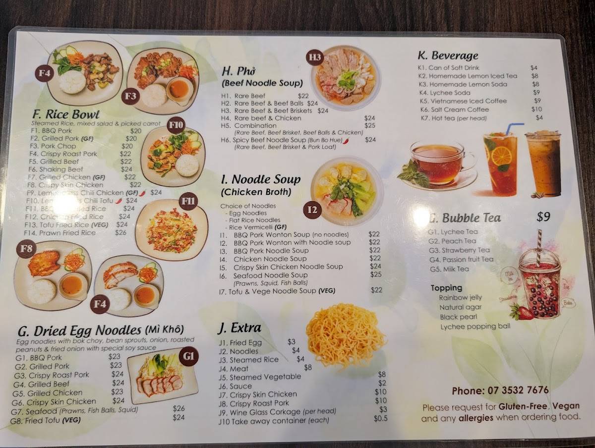 Menu at Saigon Salad Roll restaurant, Coorparoo