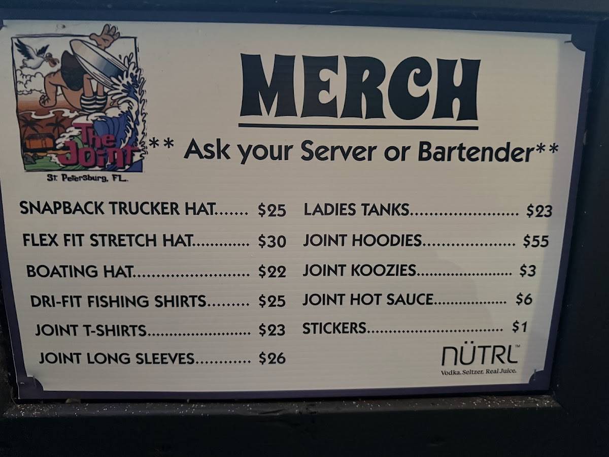 Menu at The Joint St. Pete pub & bar, Saint Petersburg