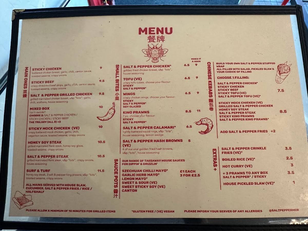 Menu at Salt & Pepper restaurant, Manchester, 60-62 High St