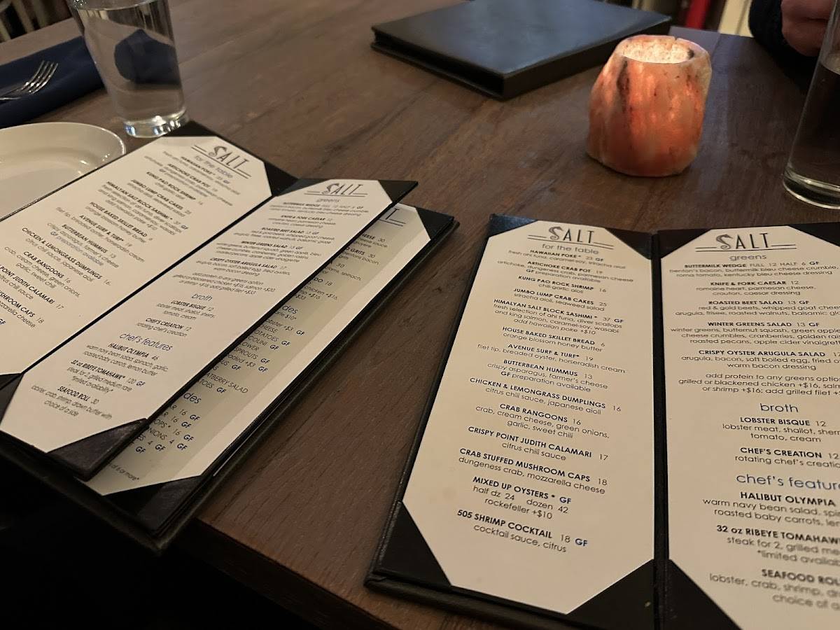 Menu at Salt on Mass pub & bar, Indianapolis, 505 Massachusetts Ave