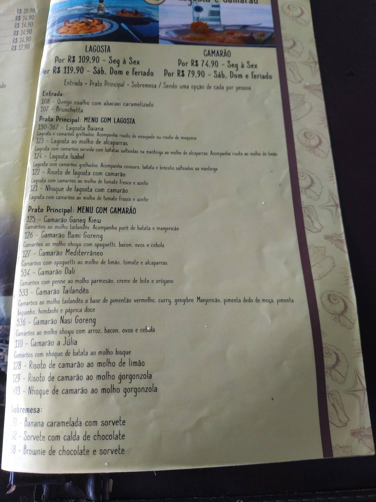 Menu em Restaurante Salvador Dali, Salvador