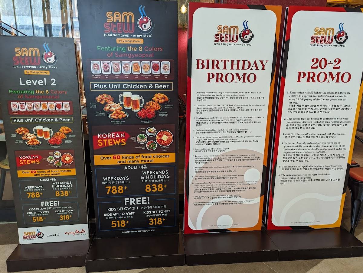 Menu at Sam Stew, Vertis North restaurant, Quezon City, Level 2 KTown