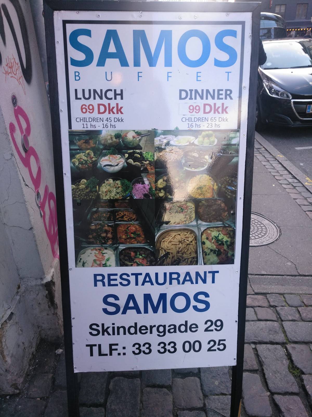Menu at Samos restaurant, Copenhagen