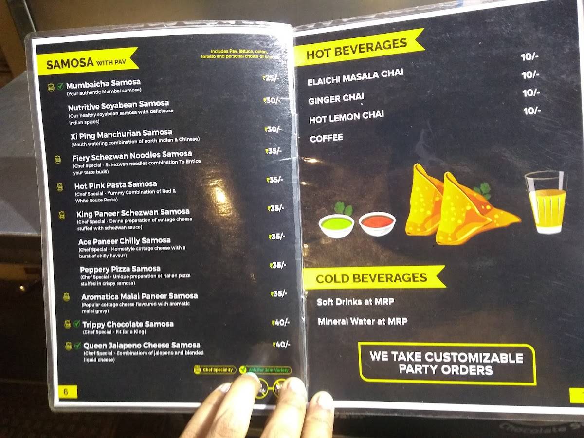 Menu at Samosa King, Mumbai