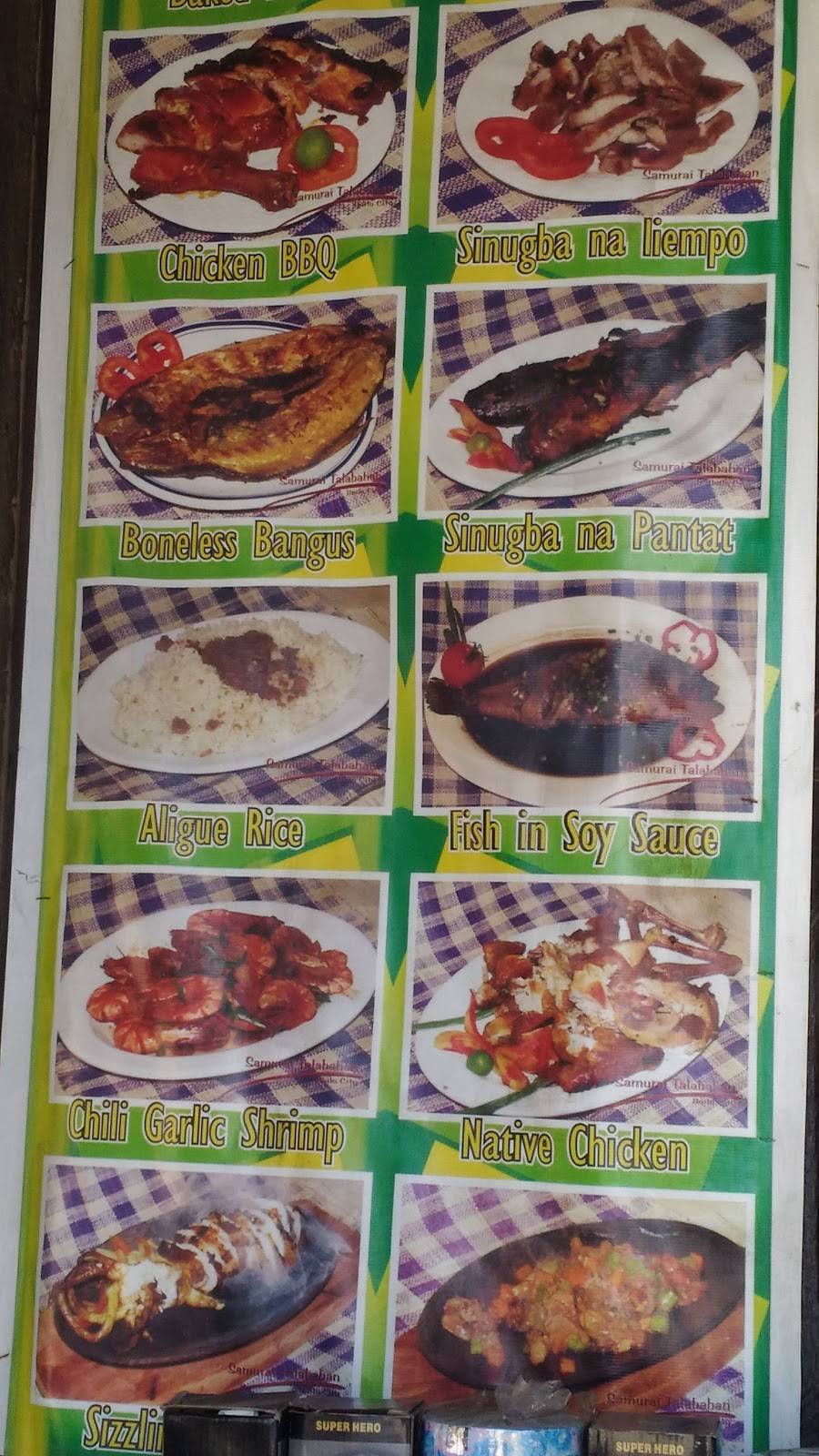 Menu at Samurai Talabahan restaurant, Iloilo City