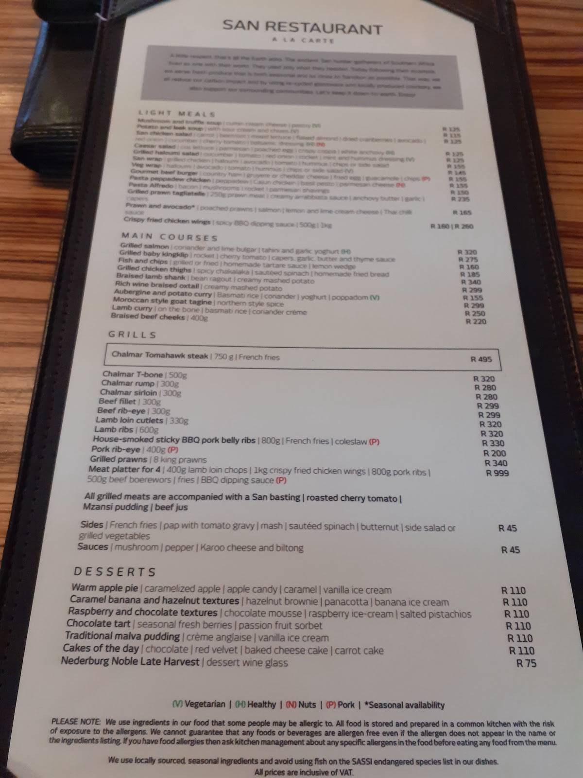 Menu at San Deck, Bar & Restaurant, Sandton