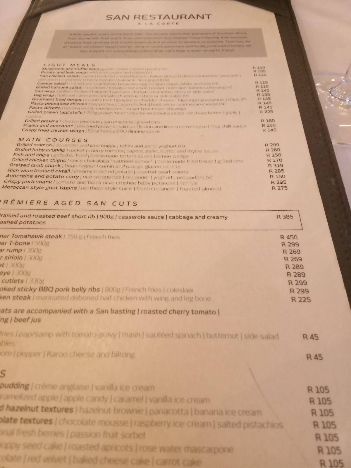 Menu at San Deck, Bar & Restaurant, Sandton