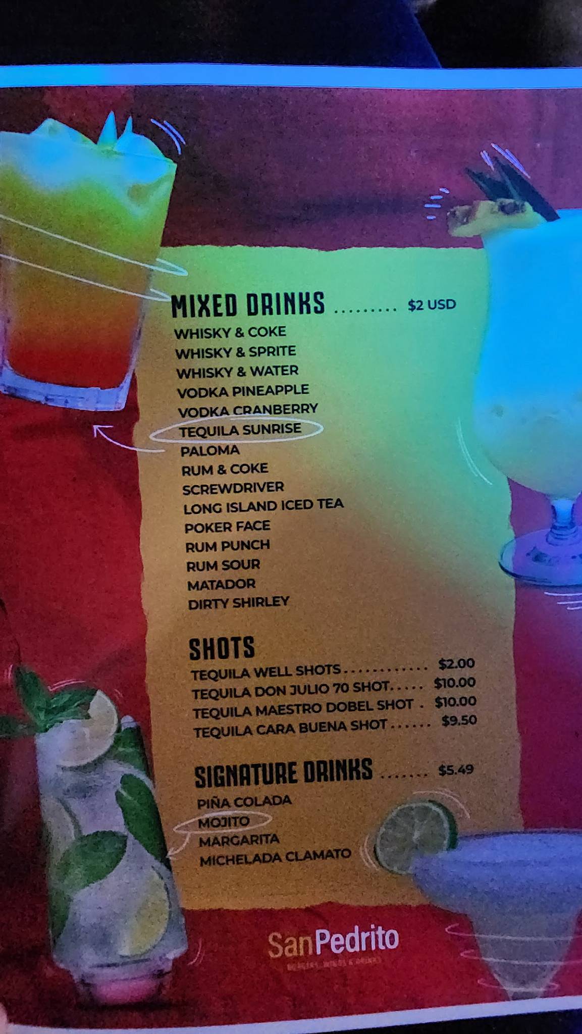 Menu at San Pedrito Burgers Wings and Drinks restaurant, Eagle Pass