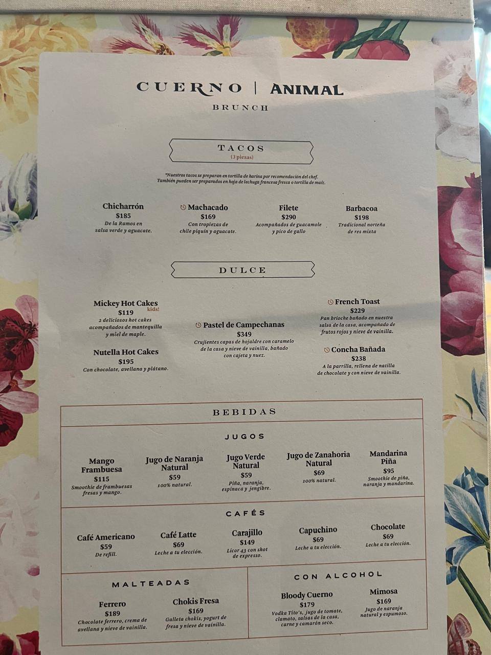 Menu at Cuerno Calzada restaurant, San Pedro Garza García
