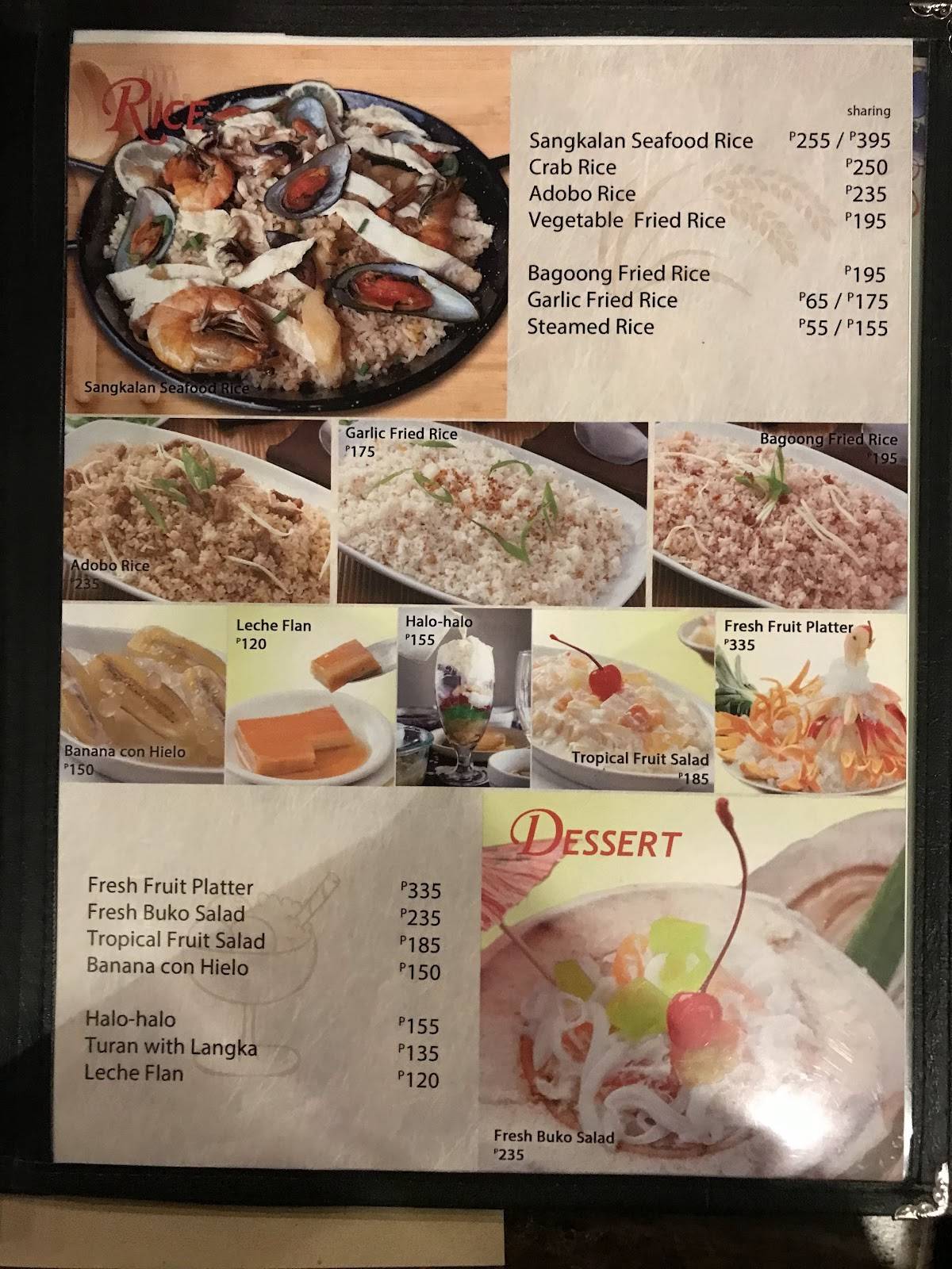 Menu at Sangkalan Restaurant, Quezon City, 41 West Ave