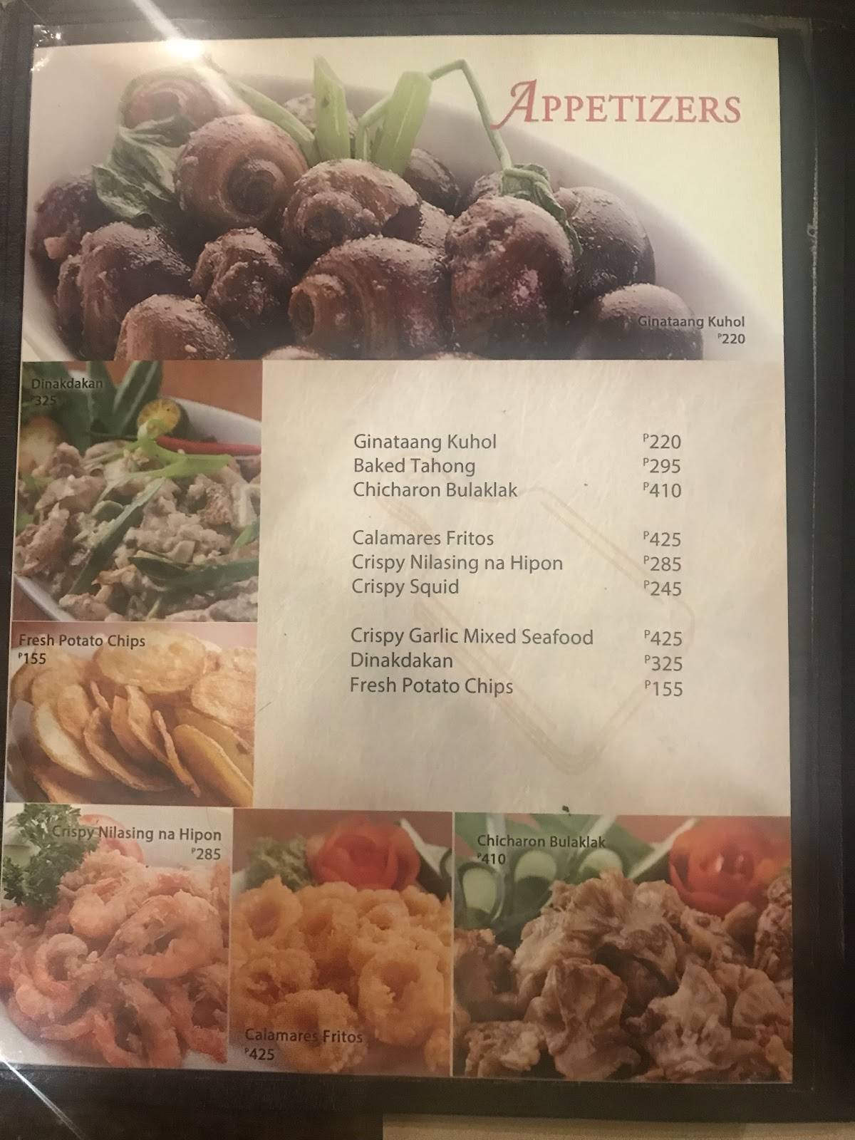 Menu at Sangkalan Restaurant, Quezon City, 41 West Ave