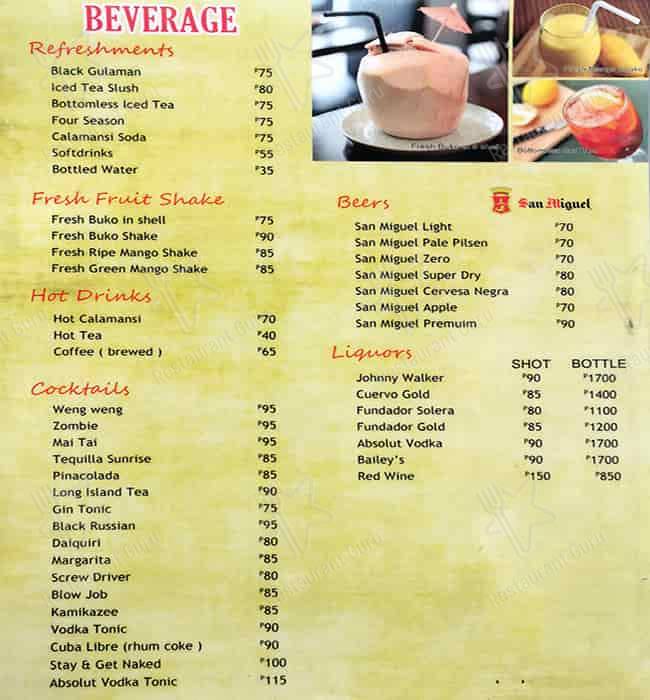 Menu at Sangkalan Restaurant, Quezon City, 41 West Ave