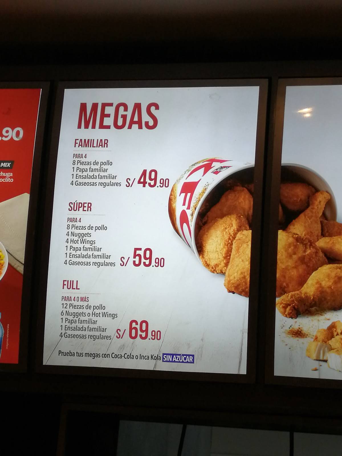 Menu at KFC restaurant, Lince, C. Teodoro Cárdenas 182