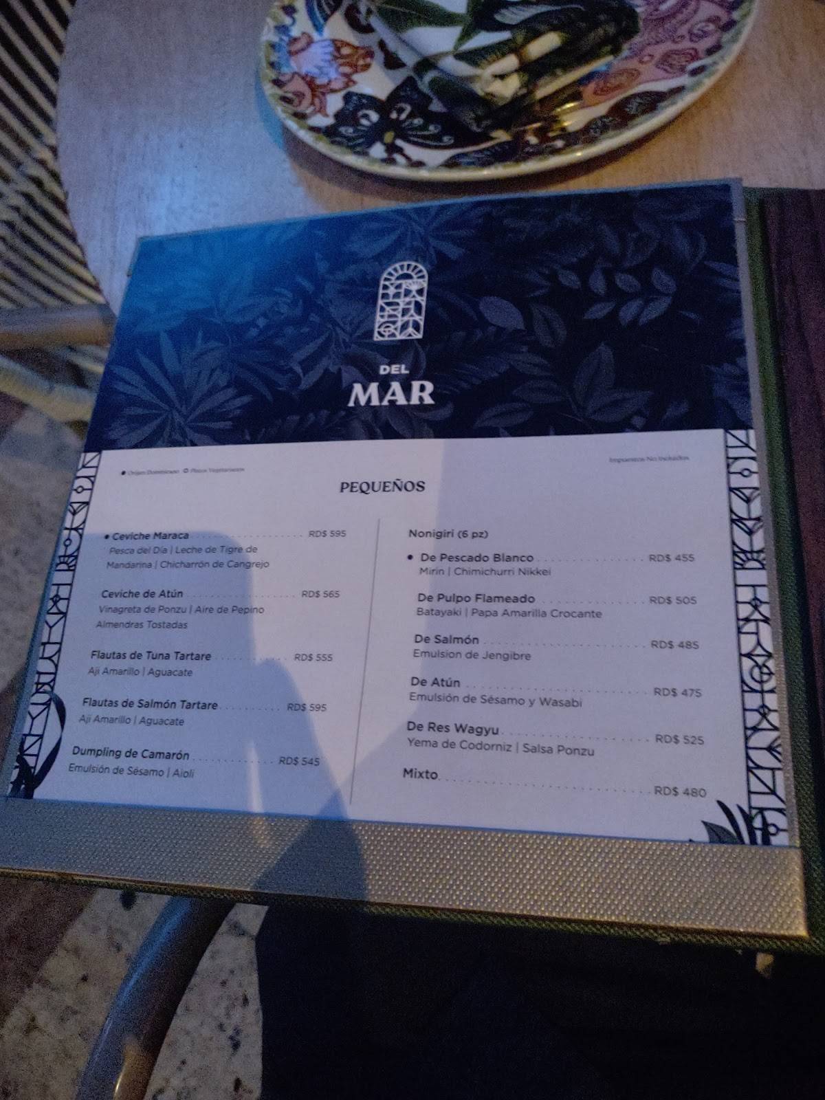 Carta del restaurante Maraca, Santo Domingo