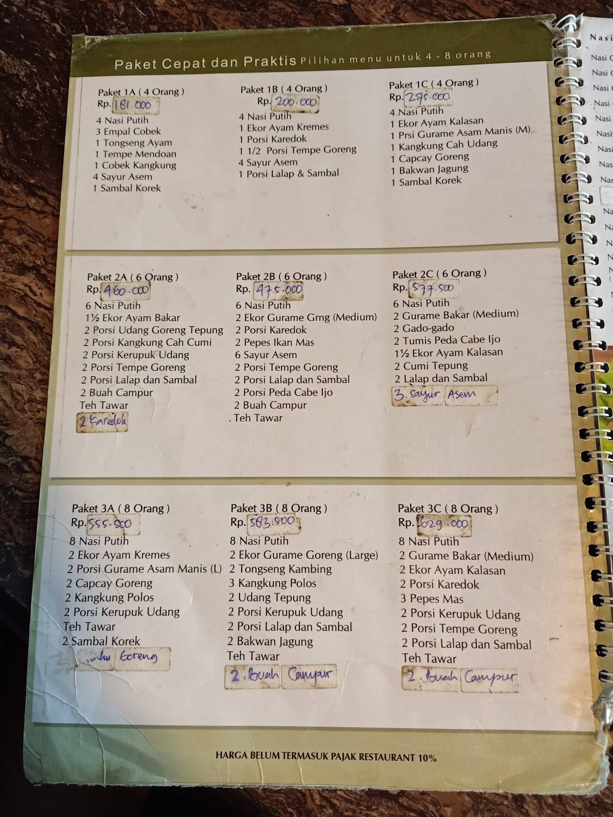 Menu at Sari Kuring Indah restaurant, Cilegon, Jl. Jend A Yani 35 RT 006/03