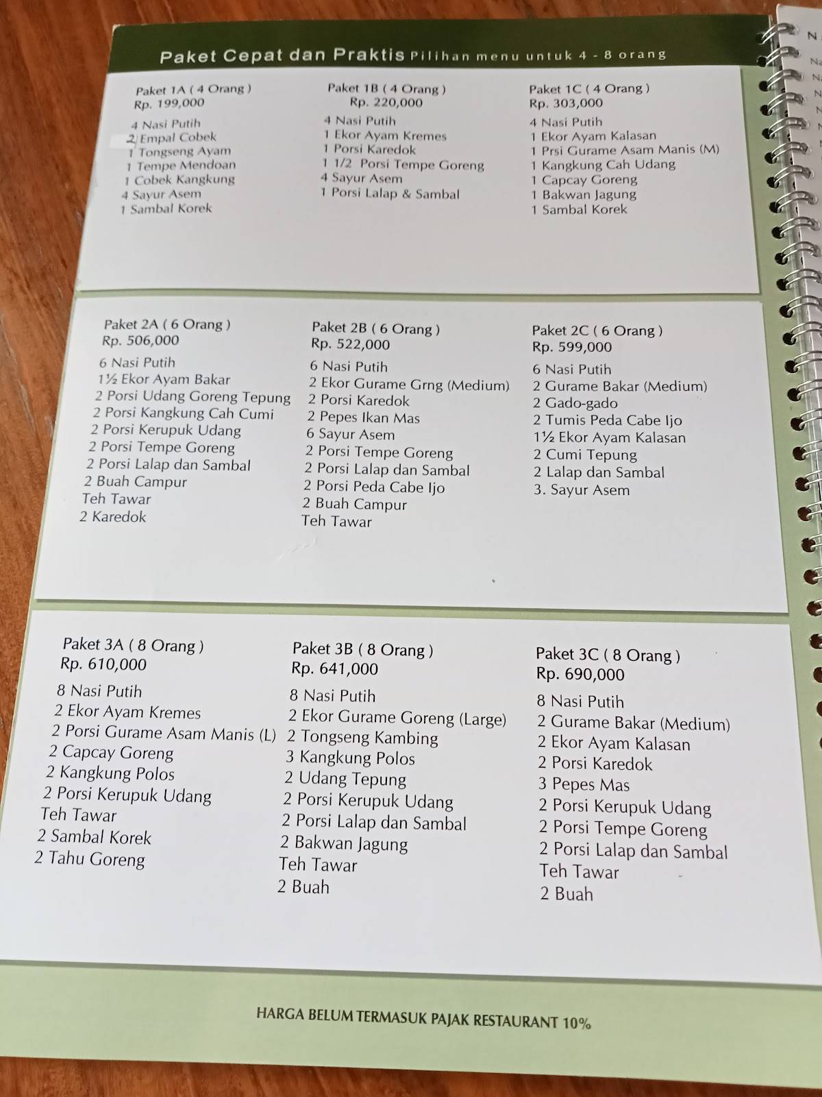 Menu at Sari Kuring Indah restaurant, Cilegon, Jl. Jend A Yani 35 RT 006/03