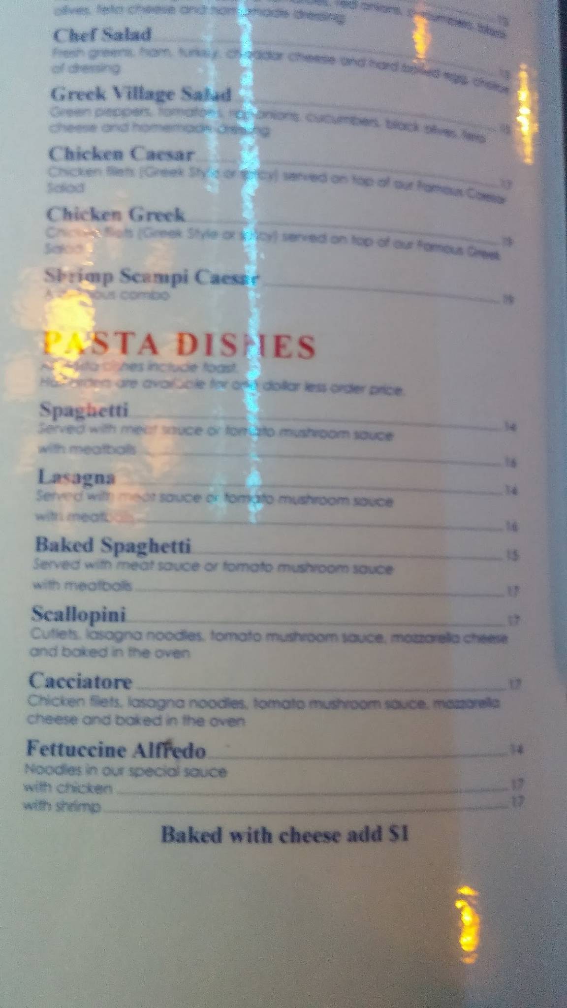 Menu at Blue Diamond Restaurant, Saskatoon