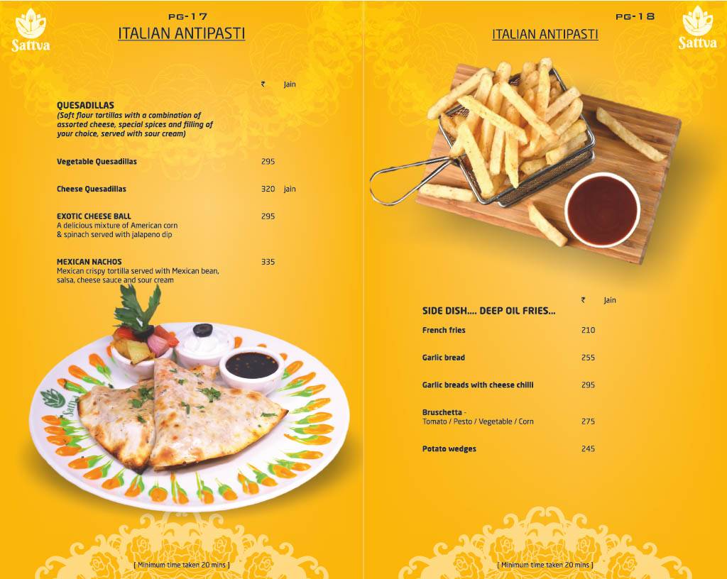 Menu at Sattva Pure Veg Restaurant, Bengaluru