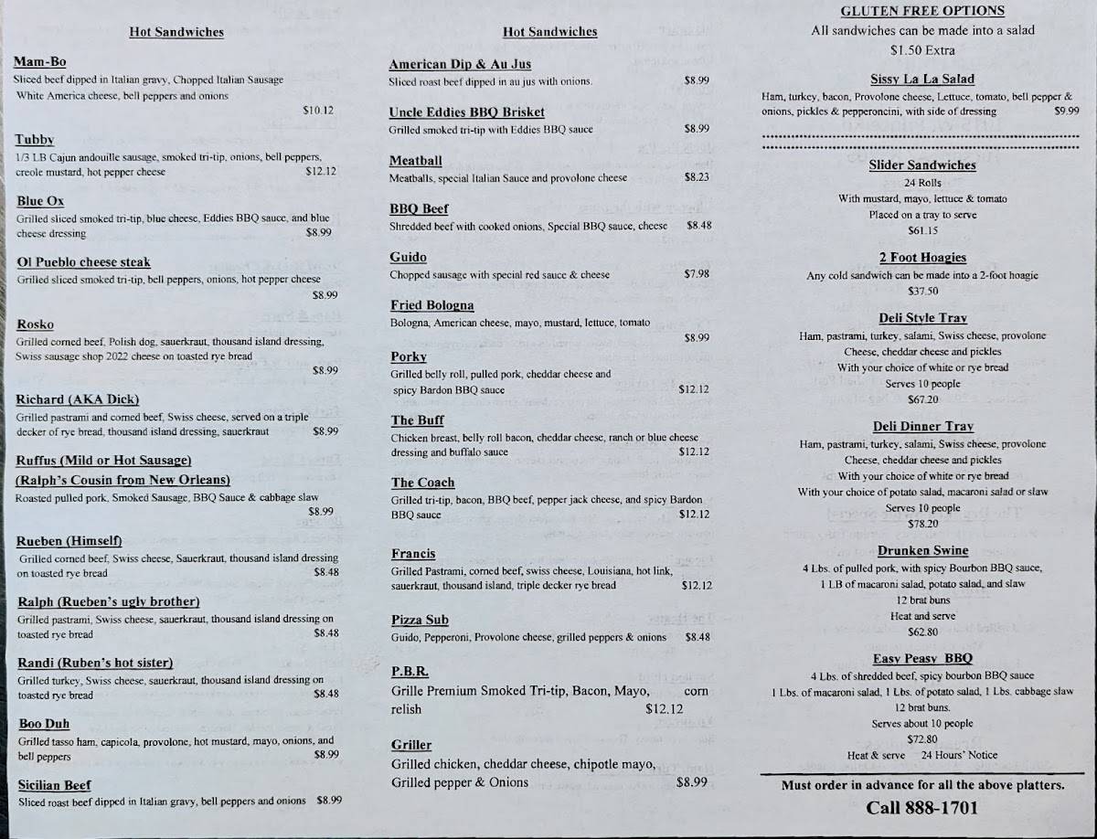 Menu at Sausage Shop Meat Market and Deli restaurant, Tucson, W Prince ...