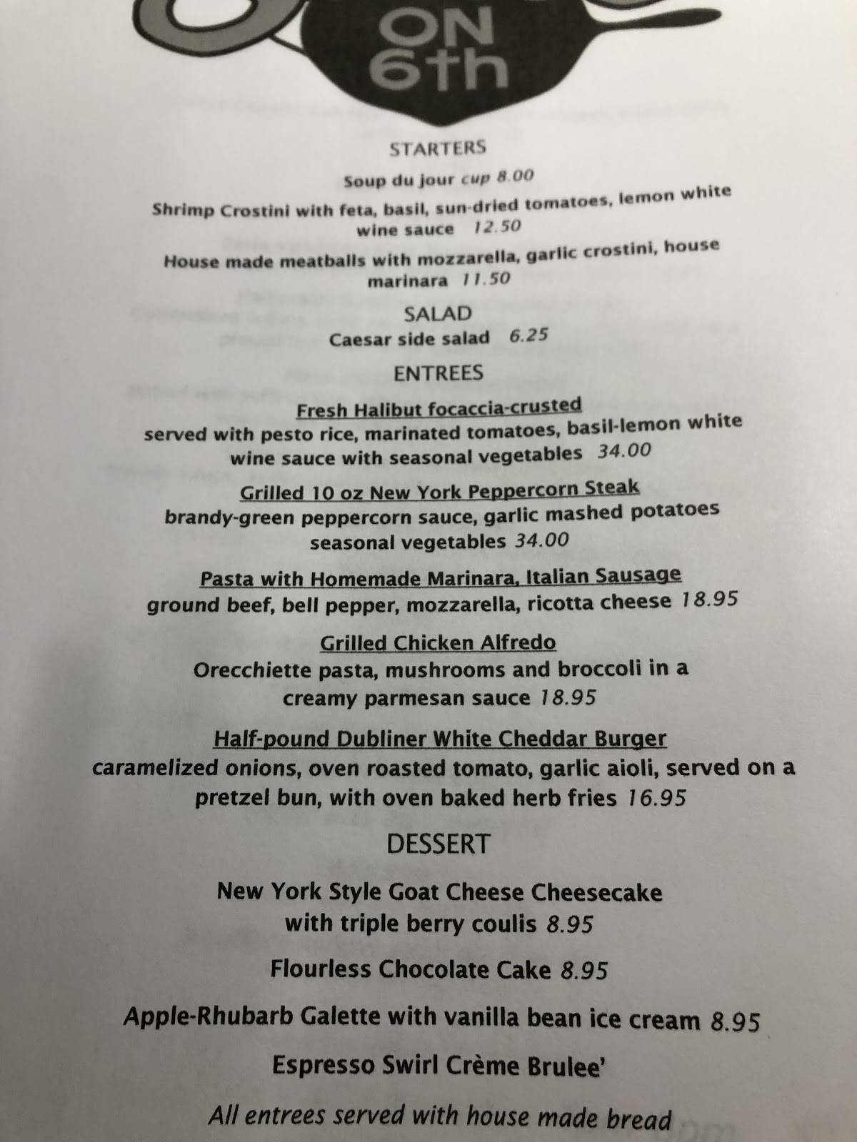 Menu at Saute' on 6th pub & bar, Clarkston