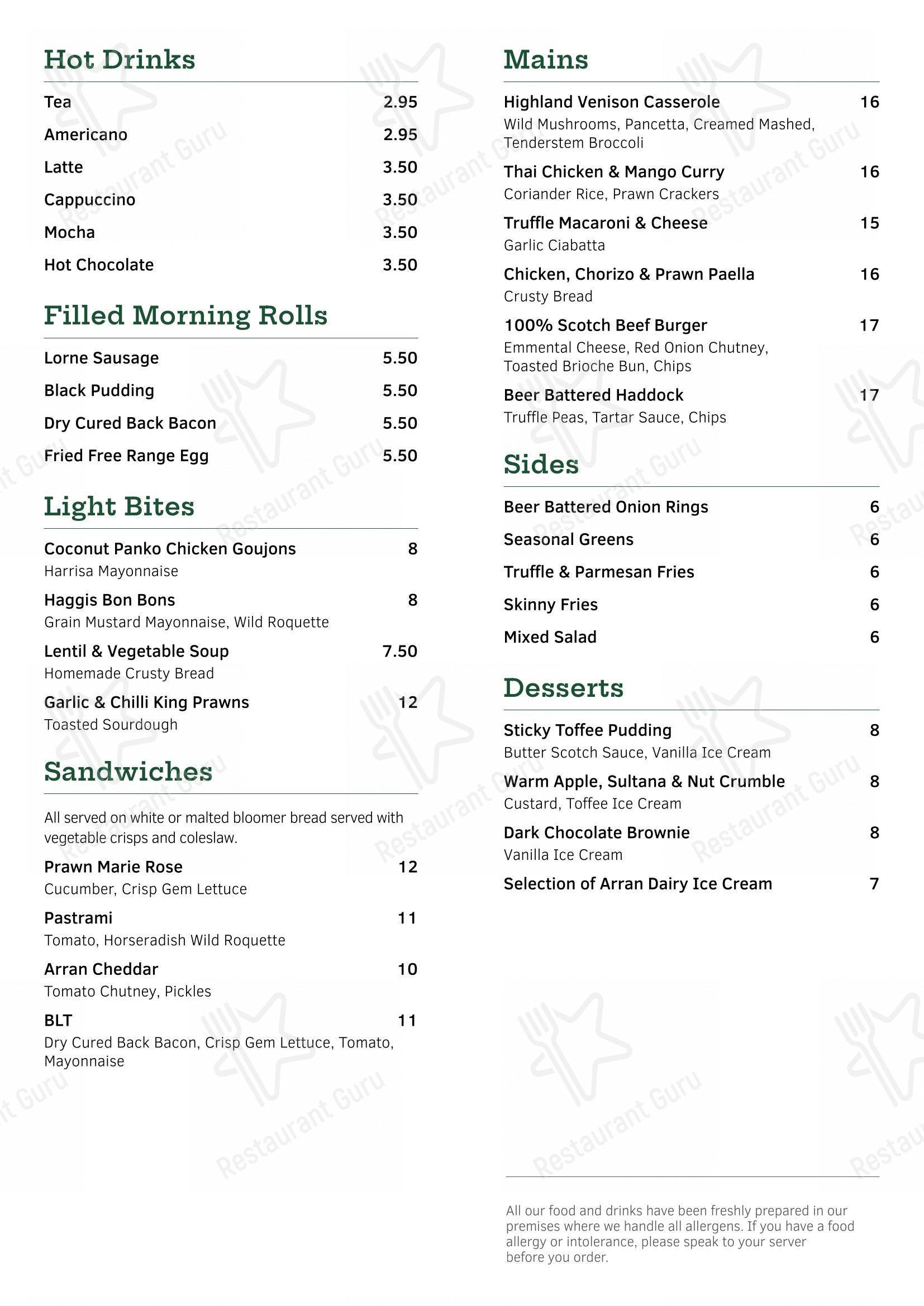 Menu at Scottish Steakhouse, Aviemore, Craggan More Rd