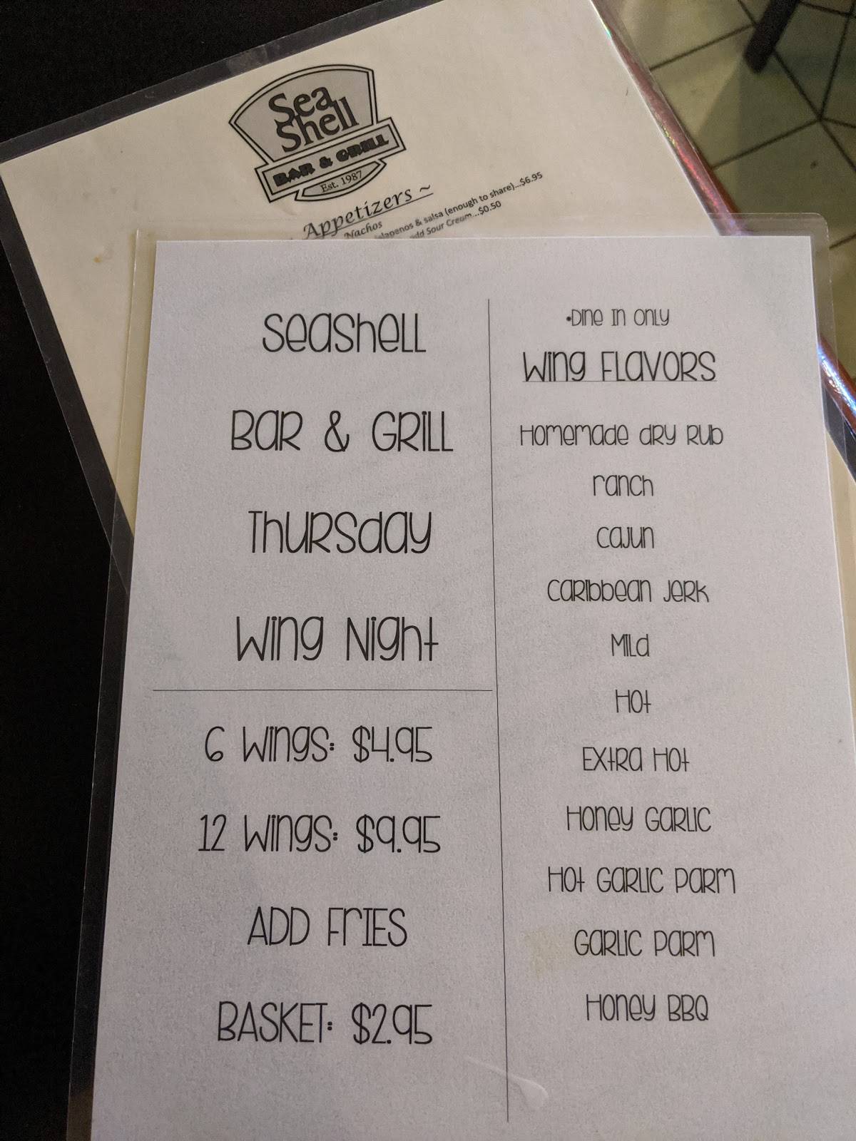 Menu at Sea Shell Bar, Moon