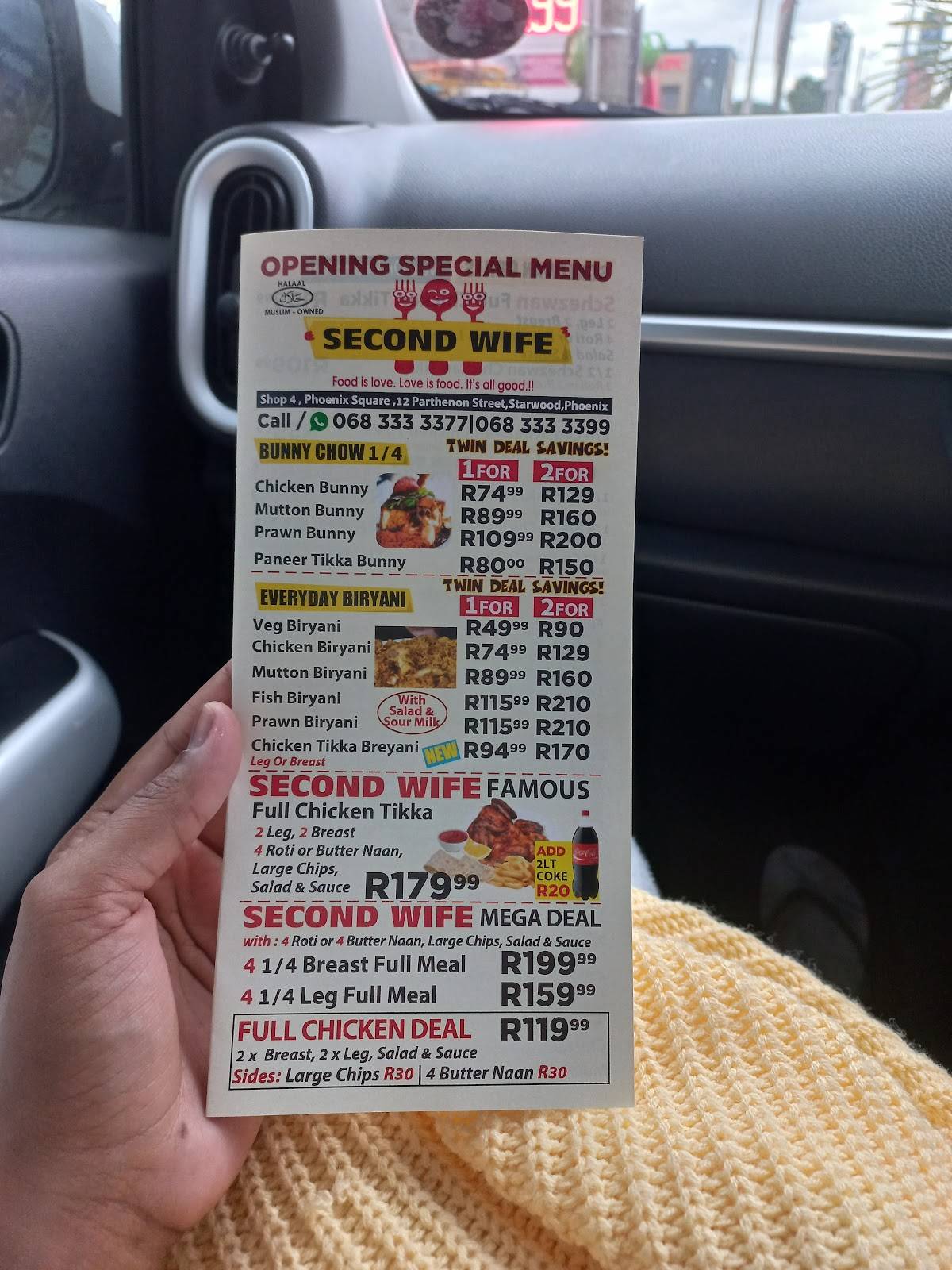 Menu at Second Wife restaurant, Phoenix