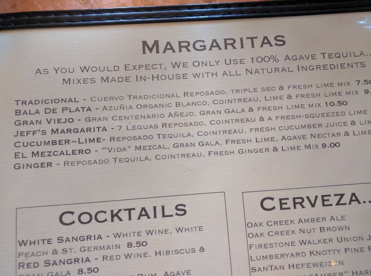 Menu at Elote Cafe, Sedona