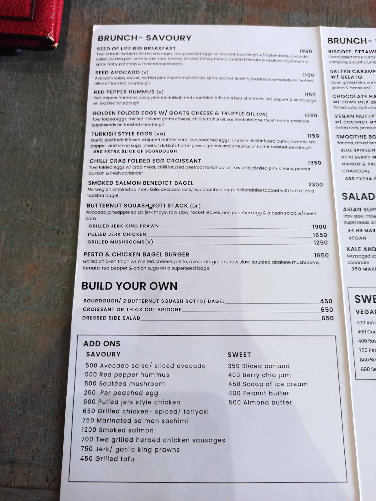 Menu at Seed Cafe, Colombo