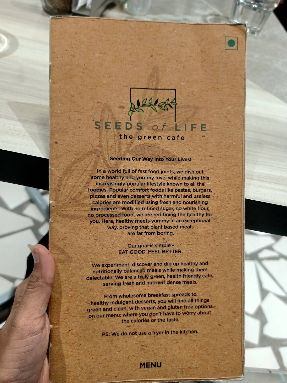 Menu at Seeds Of Life- Juhu, Mumbai