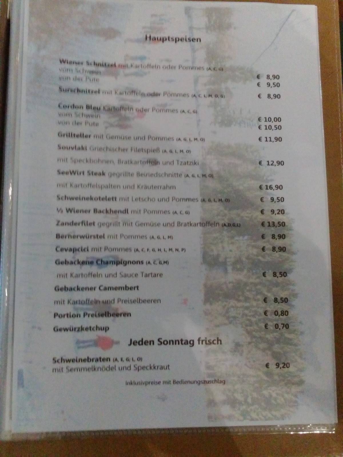 Speisekarte von Seerestaurant Camping Badesee, Klaffer am Hochficht